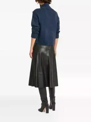YVES SALOMON Flared Leather Midi Skirt