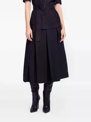 Elie Saab Pinstriped Pleated Crepe Skirt
