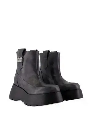 GANNI Leather Platform Ankle Boots