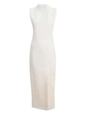 Khaite Lowen High-neck Slit Midi Dress - Neutrals