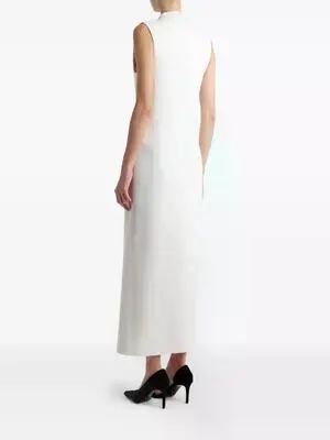 Khaite Lowen High-neck Slit Midi Dress - Neutrals