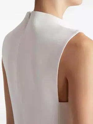 Khaite Lowen High-neck Slit Midi Dress - Neutrals