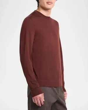 Theory Crewneck Sweater In Merino - Deep Aubrn