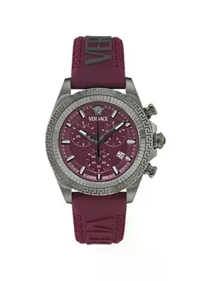 Versace Antares Greek Key 43mm Chronograph Watch - Grey