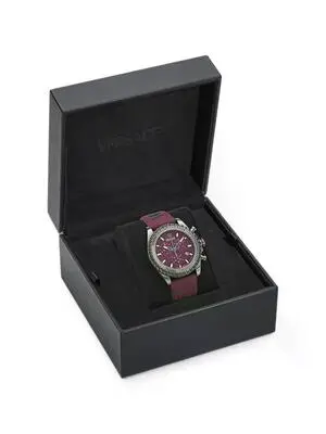Versace Antares Greek Key 43mm Chronograph Watch - Grey