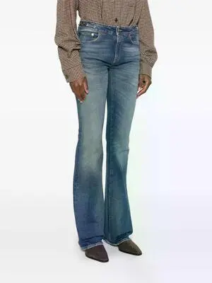 GOLDEN GOOSE Bootcut Jeans With Metallic Detail And Aged Wash - Blue