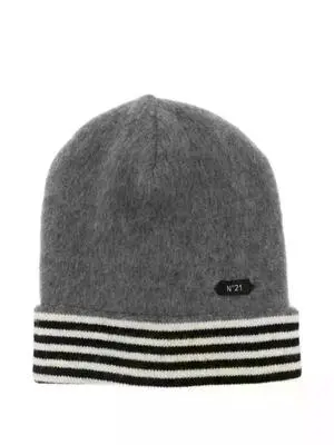 N°21 Striped-trim Beanie - Grey