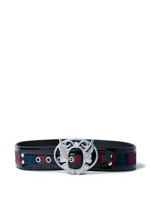 CHOPOVA LOWENA Tartan-pattern Belt With Silver-tone Hardware - Brown