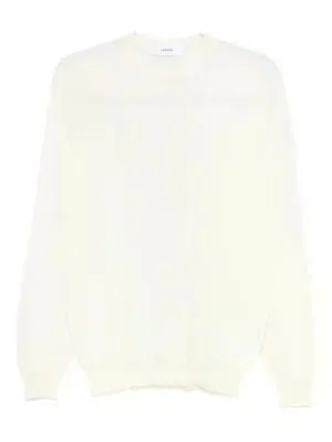 LARDINI Crew Neck Long Sleeve Sweater - White