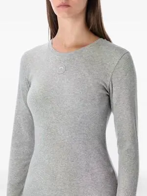 MARINE SERRE Long-sleeve Mini Dress With Logo - Grey