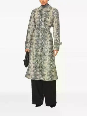 Simkhai Python-print Belted Trench Coat