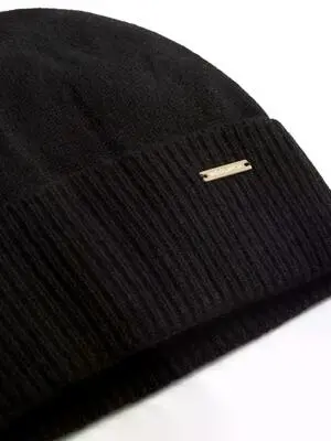Woolrich Ribbed Cashmere Beanie - Black