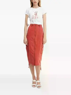 Guess Casey Zip-front Midi Skirt - Red