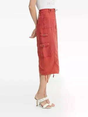 Guess Casey Zip-front Midi Skirt - Red