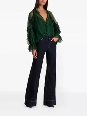 Alice + Olivia Aleena Lace-trimmed Ruffled Blouse