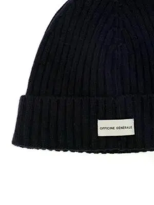 Officine Générale Logo-patch Beanie - Blue