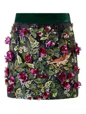 Roberto Cavalli Floral Embroidered Skirt