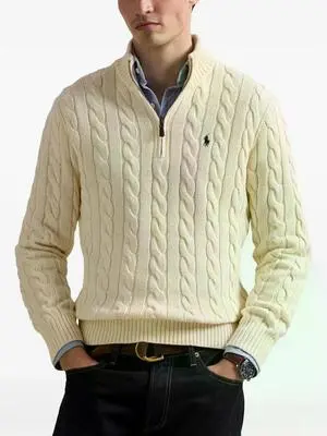 Polo Ralph Lauren Cable-knit Quarter-zip Sweater - Neutrals