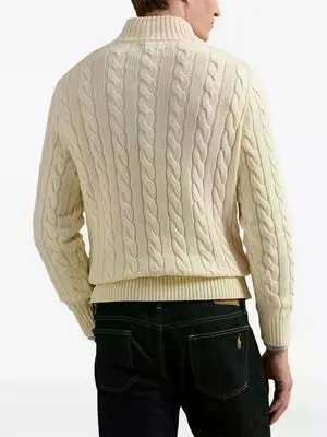 Polo Ralph Lauren Cable-knit Quarter-zip Sweater - Neutrals