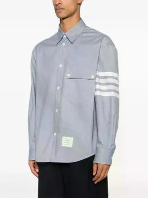 Thom Browne Woven Flannel 4-bar Oversized Shirt