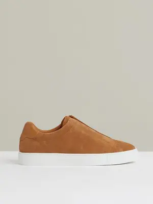 REISS Emil Suede Slip-on Trainers