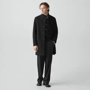 Theory Belvin Textured Wool-blend Melton Coat - Black