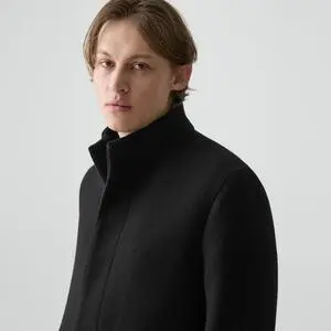 Theory Belvin Textured Wool-blend Melton Coat - Black