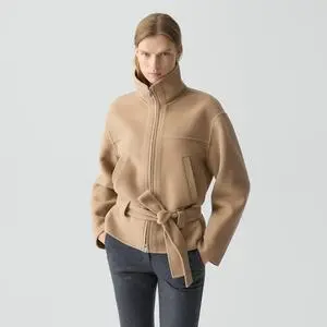 Theory Cropped Anorak Jacket In Textured Wool-cashmere