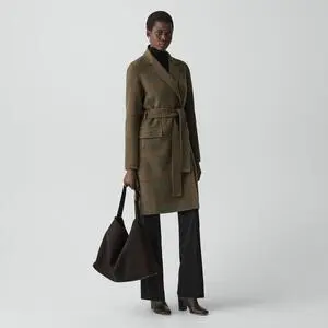 Theory Plaid Wool-cashmere Belted Coat