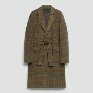 Theory Plaid Wool-cashmere Belted Coat