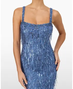 Jenny Packham Fleur Embellished Maxi Gown - Denim