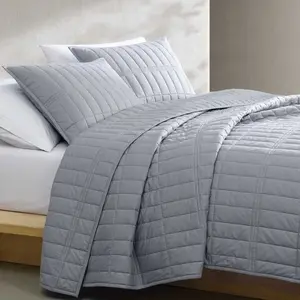 Calvin Klein Washed Percale Solid 3 Piece Quilt Set, Twin