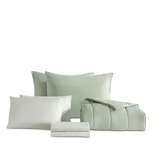 Calvin Klein Solid Washed Reversible Plush 5 Piece Comforter Set, Twin/ Twin Xl - Sage Green