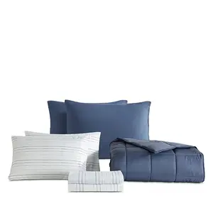 Calvin Klein Solid Washed Reversible Plush 5 Piece Comforter Set, Twin/ Twin Xl - Slate Blue