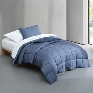 Calvin Klein Solid Washed Reversible Plush 5 Piece Comforter Set, Twin/ Twin Xl - Slate Blue