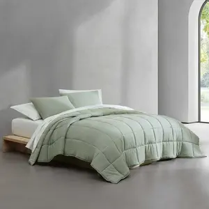 Calvin Klein Solid Washed Reversible Plush 7 Piece Comforter Set, Queen - Sage Green