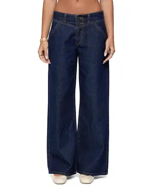 EDIKTED Meredith Low Rise Dark Rinse Wash Jeans - Blue