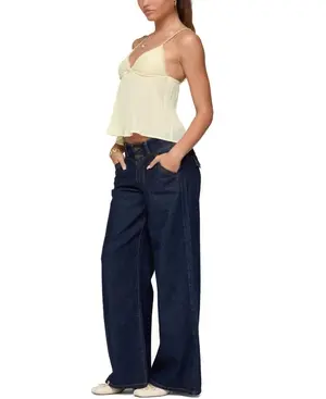 EDIKTED Meredith Low Rise Dark Rinse Wash Jeans - Blue