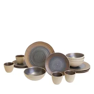 MOMENI Akita Stoneware 16 Piece Dinnerware Set, Service For 4 - Copper