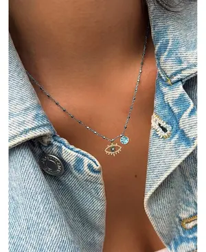 Meira T Diamond Evil Eye Chain Necklace