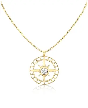 VRAI North Star Medallion Necklace With 0.40ctw Round Brilliant Lab Grown Diamond In 14k Yellow - Gold