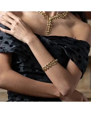 CAPUCINE DE WULF Golden Laurel Link Bracelet