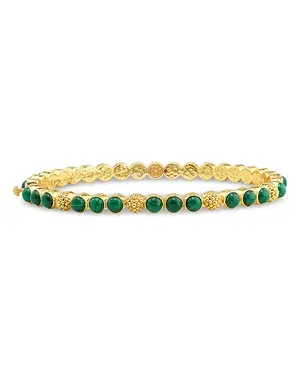 CAPUCINE DE WULF Malachite Berry Gem Petite Hinged Bangle Bracelet - Green/gold