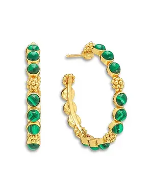 CAPUCINE DE WULF Malachite Gem Hoop Earrings - Green/gold