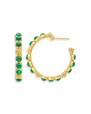 CAPUCINE DE WULF Malachite Gem Hoop Earrings