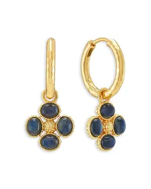 CAPUCINE DE WULF Gold-plated Clover Charm Hoop Earrings - Blue/gold