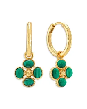 CAPUCINE DE WULF Gold-plated Clover Charm Hoop Earrings - Malachite