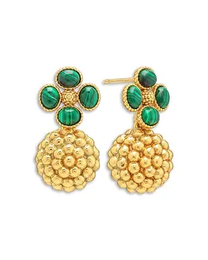 CAPUCINE DE WULF Malachite Berry Clover Drop Earrings - Green/gold