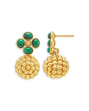 CAPUCINE DE WULF Malachite Berry Clover Drop Earrings