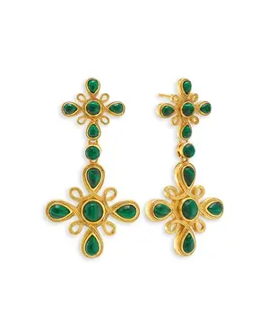 CAPUCINE DE WULF Monique Malachite Convertible Double Drop Earrings
